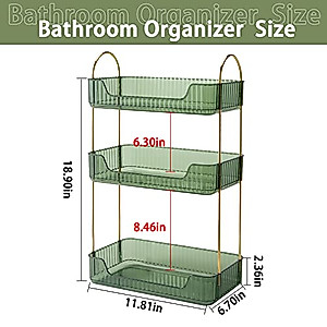 shuang qing Bathroom Counter Organizer Countertop Storage, Cosmetics Skincare Shelf Organizer, Makeup Organizer Perfume for Dresser Vanity Tray, Spice Rack Organizer for Kitchen(3 Tier-Green)