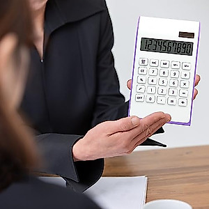 Purple Calculator, UPIHO Purple Office Supplies and Accessories, 10 Digits Solar Battery Basic Office Calculator, Dual Power Desktop Calculator with Large LCD Display, Purple Office Supplies