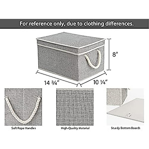 StorageWorks Storage Bins with Lid and Soft Rope Handles, Foldable Storage Basket, Gray, 3-Pack, Large,15.25x10.75x8.25 inches (LxWxH)