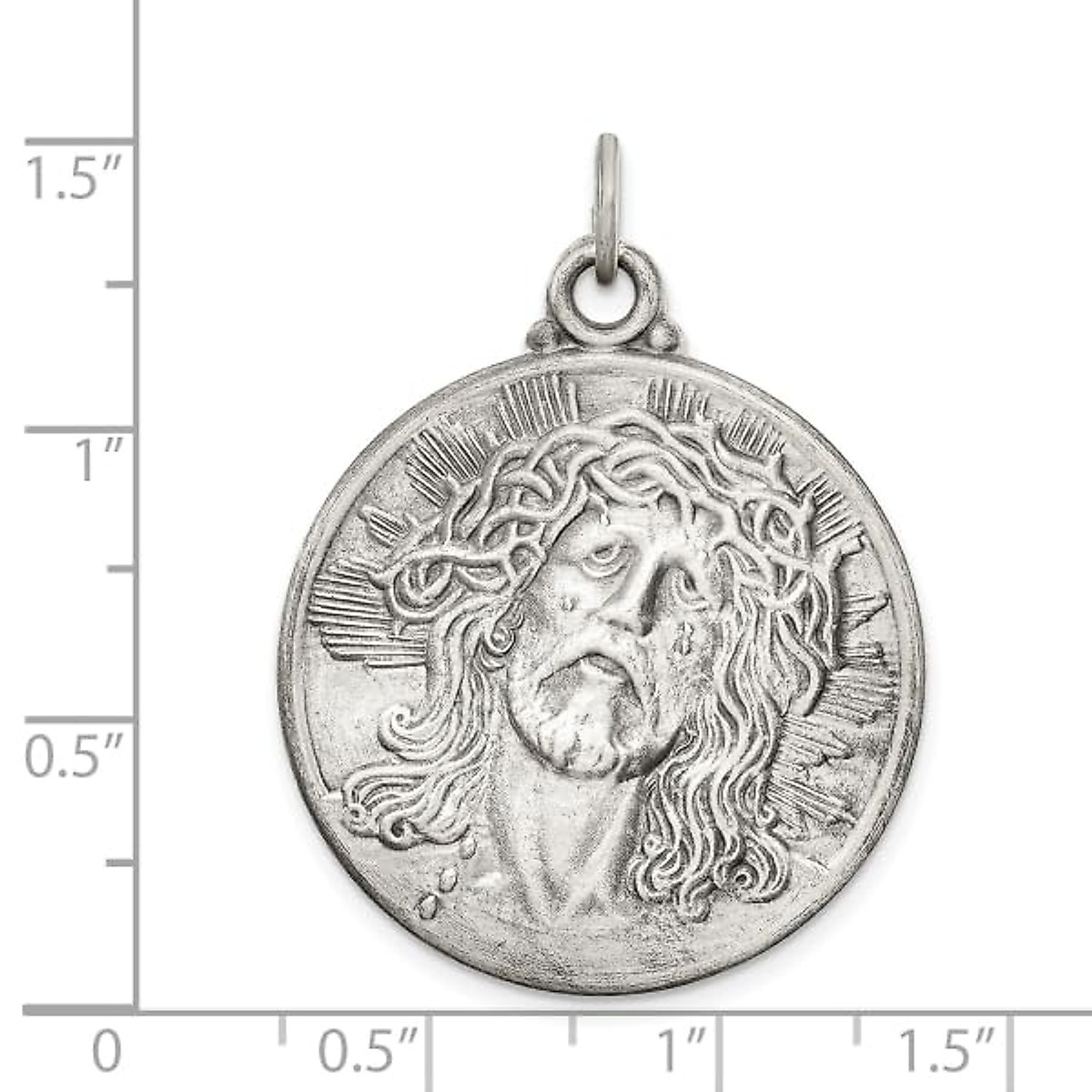 IceCarats 925 Sterling Silver Vintage Ecce Homo Jesus Christ Head Medal Necklace Religious Pendant Christian Faith Charm 38mm x 28mm Only