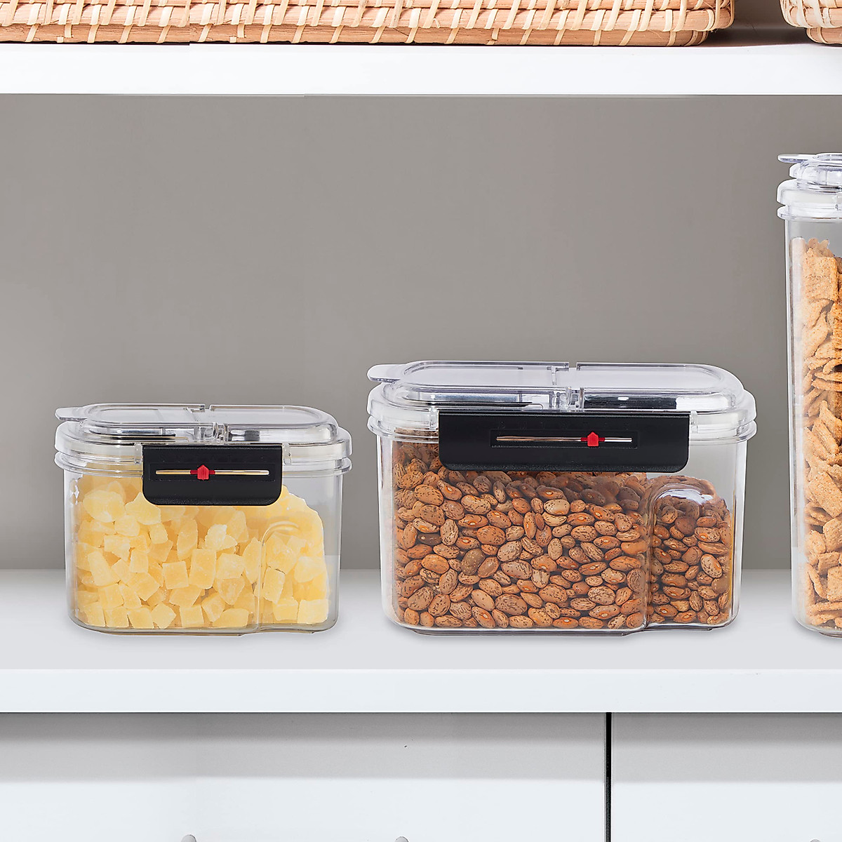 Oggi Easi Grip 23oz Moisture Proof Storage Container, Ultra Clear BPA-Free Sealable Canister, Flip Open Pouring Lid, Date Reminder Slider on Clip, Ideal Kitchen and Pantry Storage (23oz / 0.68lt)