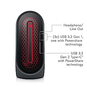 Alienware Aurora R14 Liquid Cooled Gaming Desktop - AMD Ryzen 9 5900, 32GB 3466MHz RAM, 1TB SDD + 2TB HDD, NVIDIA GeForce RTX 3080 10GB GDDR6X Graphics, VR Ready, USB-C, Windows 11 Home – Black