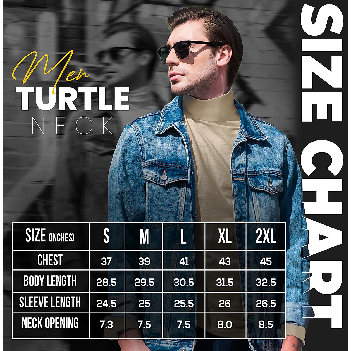 Utopia Wear Men's Turtleneck Slim Fit Lightweight Pullover Top, X-Large, Beige