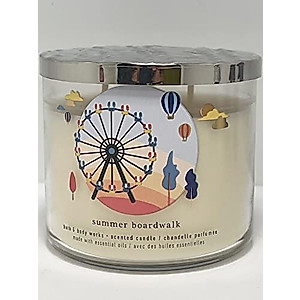 Bath & Body Works, White Barn 3-Wick Candle w/Essential Oils - 14.5 oz - 2021 Summer Scents! (Summer Boardwalk)