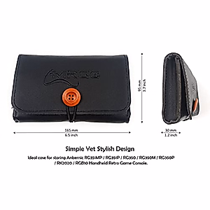 MRGC PU Leather Case Carrying Bag for Anbernic RG351MP / RG351P / RG350 / RG350M / RG350P / RK2020 / RGB10 - Portable Travel Case, Protective Pouch for Handheld Retro Game Console (Black)