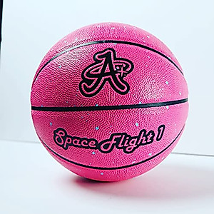 A Plus Collectibles Official Space Flight 1 Leather Game Basketball, Indoor/Outdoor Court, Full Size Kids & Adult Size 7, 29.5"… (Radiant Pink)