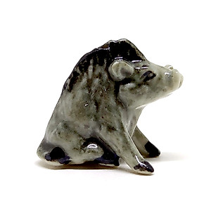 SSJSHOP Wild Boar Baby Pig Micro Tiny Dollhouse Figurines Ceramic Hand Painted Animals Collectible Small Gift Home Garden Decor (Wild Boar)