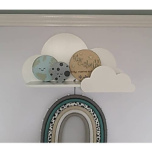 Happy Woody Set of 2 Cloud Wall Shelves for Nursery/Wooden Floating Shelf/Baby Room Decor/Nursery Room Decoration/Kids Room Wall Decor/Gift Set (White)