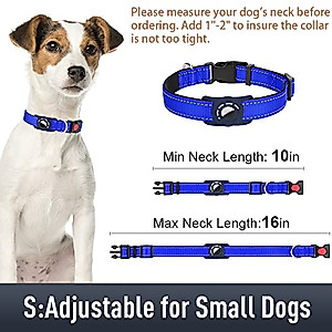 Erbine Airtag Dog Collar for Small Dogs, Reflective Dog Collars with AirTag Holder, Soft Padded & Safety Locking Buckle, Nylon Pet Collar Adjustable for All Breeds, NavyBlue