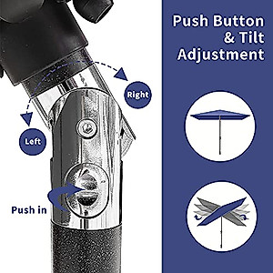 Aok Garden 6.5×10Ft Rectangular patio umbrella Outdoor table umbrella tilt with Push Button and Crank for Deck Pool Market, Navy Blue