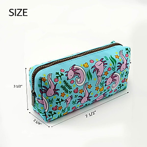 LParkin Axolotl Canvas Pencil Case Pen Bag Pouch Stationary Case Makeup Cosmetic Bag Gadget Bag Gift Kawaii Pencil Box