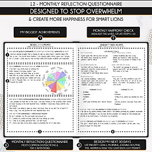 Life & Work Planner - 12 Month Goal Planner, Productivity Planner to Increase Happiness, Daily, Weekly Planner & Monthly Planner, Gratitude Journal, Undated Planner, A5 Size - Horizontal Planner