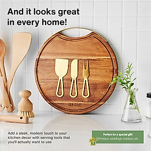 Vintorio Cheese Knife Set (3-Piece, Gold) - Stainless Steel Serving Knives for Charcuterie Boards and Dessert Platters