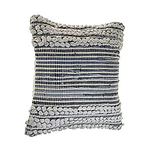 LR Home - LR07435-BLOIIPL Bold Textured Navy Throw Pillow Area Rug, 18" x 18", Blue/Ivory