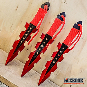 KCCEDGE BEST CUTLERY SOURCE Tactical Knife Survival Knife Hunting Knife 7.5" Ripper Throwing Knives Set Fixed Blade Knife Razor Sharp Edge Camping Accessories Survival Kit Tactical Gear 74397 (Red)