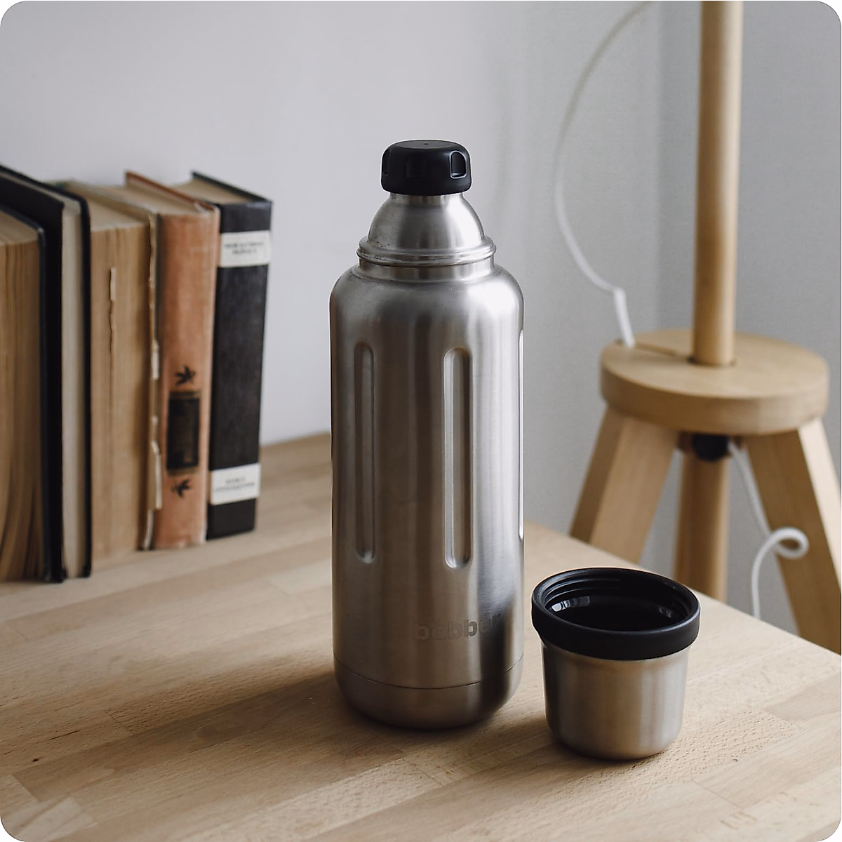 Bobber - 34 oz Vacuum Insulated Stainless Steel Water Bottle with Cup Lid - Dishwasher Safe - Keeps Drinks Hot for 48 Hours and Cold for 72 Hours - Triple Walled Thermo Flask (Matte)