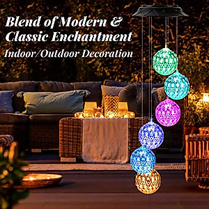 Yard Decor Lights, Solar Wind Chimes, Hanging Solar Lights Ball Wind Chimes,2023 Gifts for Women/Mom/Grandma/Wife/Daughter/Sister/Aunt, Birthday Gifts,Gardening Gift for Christmas,Outdoor Decorations