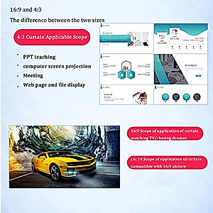 Folding Metal Anti-Light Projector Screen, Wall Mounted Movie Projector Screen 4k 3D Hd Anti-Crease Video Projector Screen, 16:9/4:3 Borderless Manual Projector Screen for Office, Home Theater