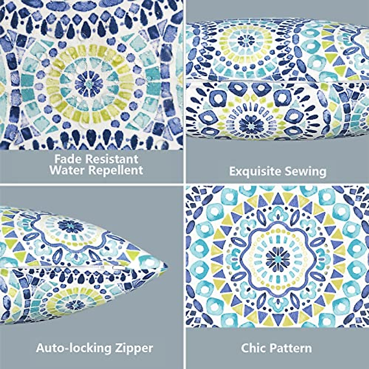 LVTXIII Outdoor Throw Pillow Covers 18 x 18 Inch, Covers ONLY Modern Paisley Pattern Decorative Square Toss Pillow Case Pack of 2 for Home Patio Garden Sofa Bed Furniture, Delancey Lagoon