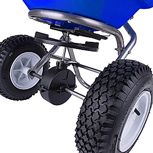 EarthWay Polar Tech 90399 100 LB Professional Ice Melt Broadcast Walk Behind Spreader with 13" Pneumatic Tires, Adjustable Handle, and Solid Linkage Control