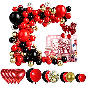Red Black and Gold Balloon Garland Kit for Baby Shower, Wedding, Birthday, Graduation Party