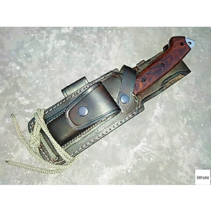 Ottoza Handmade Leather Knife Sheath SIDE DRAW Knife Sheath - Bushcraft Knife Sheath - Hunting Knife Sheath - Survival Knife Sheath - Vertical Knife Sheath Dark Brown TOP GRAIN LEATHER No:207