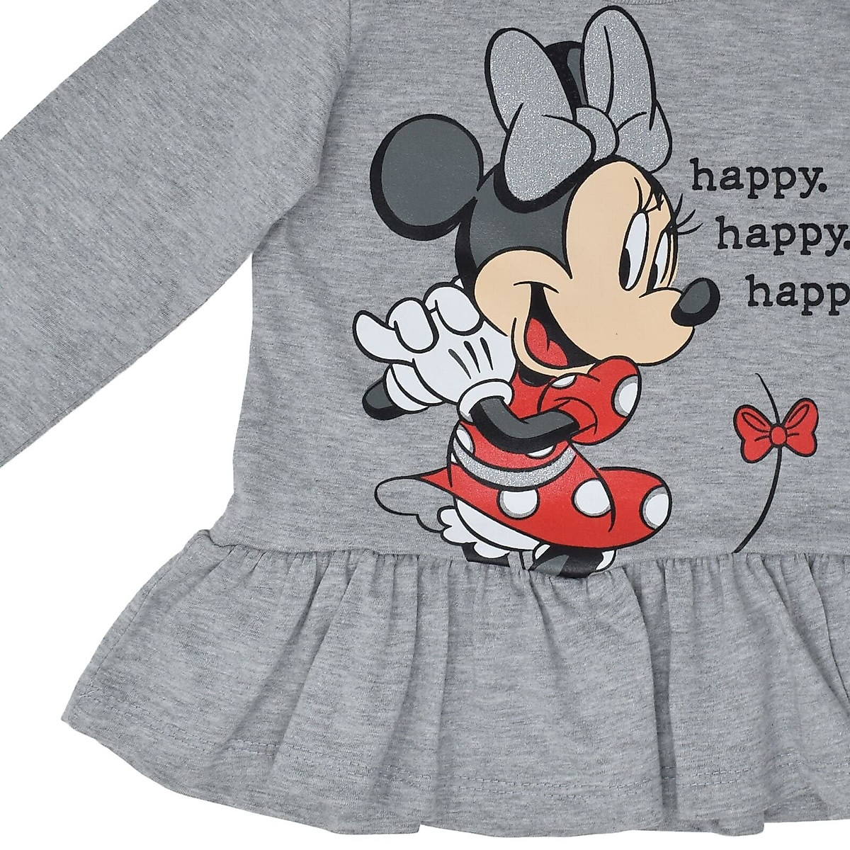 Disney Minnie Mouse Infant Baby Girls Ruffle Long Sleeve Graphic T-Shirt & Leggings Grey 18 Months
