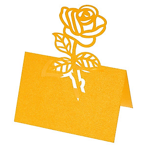 YOKIVE Place Cards for Table Setting, 25Pcs Name Cards Wedding Place Cards Table Place Cards Rose Blank Card for Wedding Reception Dinner Party, Yellow