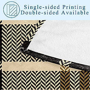 Plush Blanket Throw Blanket Warm Cozy Soft Microfiber Blankets, Khaki Vintage Lattice Plaid Grid