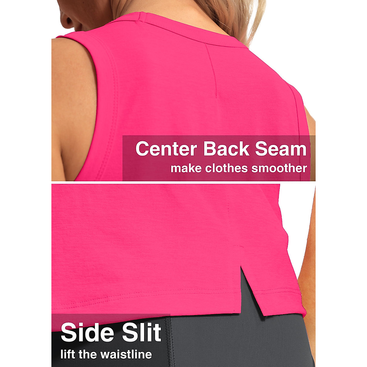 Hiverlay Workout Tank Tops for Women Sleeveless Athletic Cropped Tank Top Sports Gym Muscle Running Shirts Barberry M