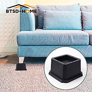 BTSD-home Furniture Risers 2 Inch Bed Risers Heavy Duty Adjustable Dorm Bed Lifts Risers Table Desk Chair Leg Extenders 4 Pack Black