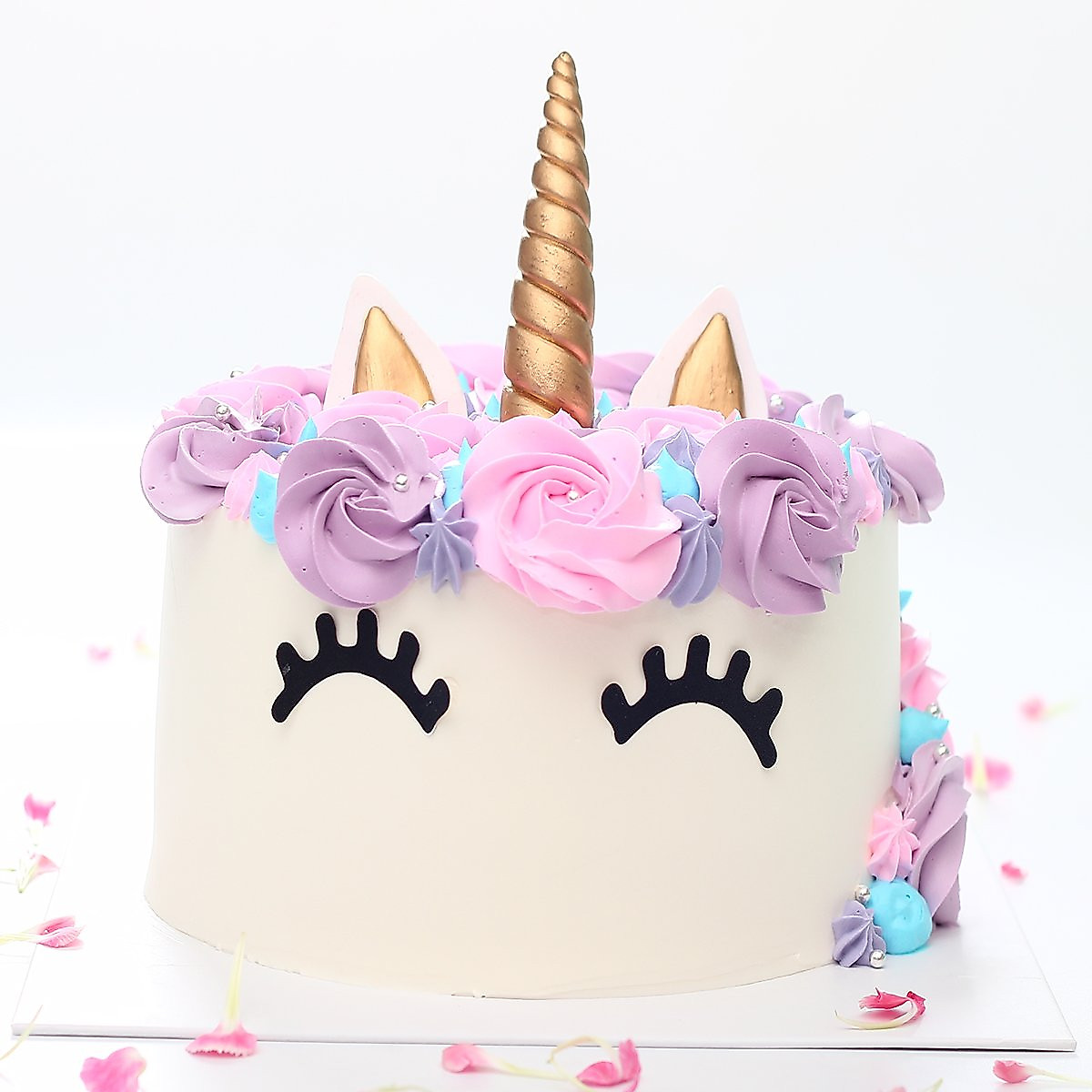 Yashell Topper, Reusable Gold Horn,Ears and Eyelashes Cake Value Set for Unicorn Party Decoration for Baby Shower，Weddin