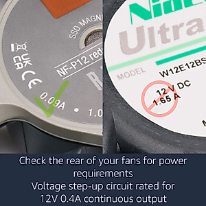 CRJ 12V Step-Up USB to Dual PC Fans Power Adapter Cable - 24-inch (60cm), Black Sleeved - Full Fan Speed Adapter for 3-Pin/4-Pin Cooling Fans