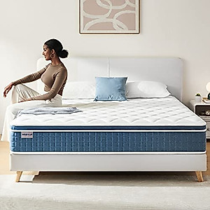 Jingxun 12 Inch Hybrid Gel Memory Foam Mattress, Motion Isolation Pocket Coils, Pressure Relief, Cooling, Back Pain Relief, Full Size
