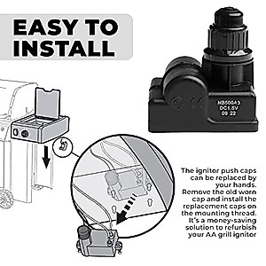 Igniter for Gas Oven Replacement Switch - AA Battery Switch Push Button Switch for Propane Gas Fire Pit Igniter - Switch Button Caps for Barbecue Grill - Sparker Igniter Electronic Ignition Button