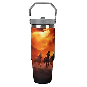 SYJTGDE Large Capacity Car Cup Horses Red Glowing Clouds Fashionable Upgrade Car Cup Advanced And Beautiful Travel Cup