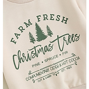TheFound Baby Boy Christmas Outfit Christmas Vibes Print Sweatshirt Top Warm Pant Newborn Toddler Baby Christmas Outfit 0-3T (Apricot, 6-12 Months)