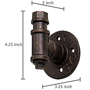 MyGift Industrial Rustic Copper-Tone Metal Coat Hooks Wall Mounted Hangers for Coats, Hats, Handbags, Set of 3