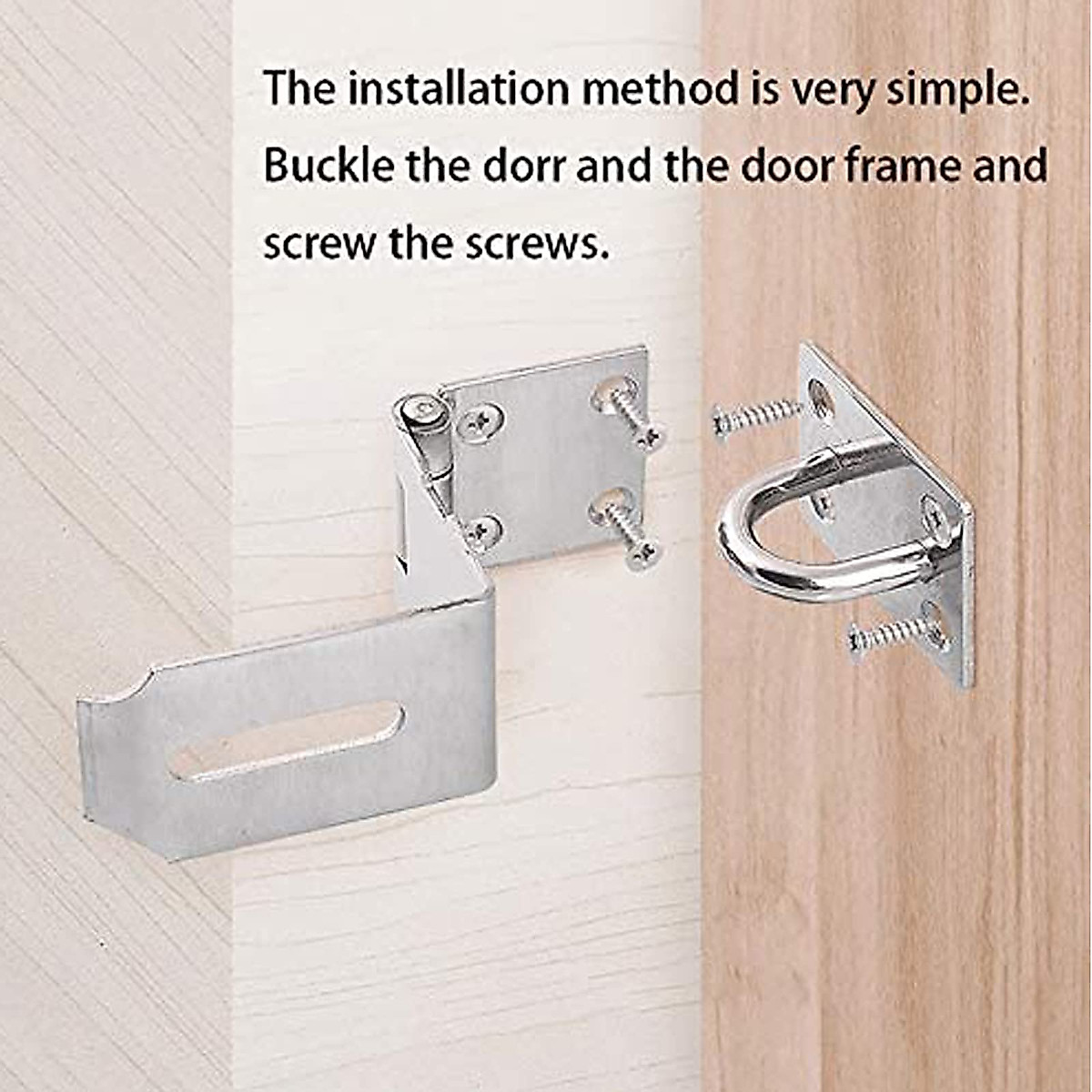 HOWDIA 4 Inch Door Hasp Latch 90 Degree, Stainless Steel Safety Right Angle Padlock Hasp Locking Latch Security Door Clasp Hasp Lock Latch for Push/Sliding/Barn Door, 2mm Thick, Brushed Silver