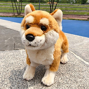 TAMMYFLYFLY Shiba Inu Plush Corgi Pillow Cute Dog Doll Stuffed Animal Plush Toy 12 Inches (Brown)