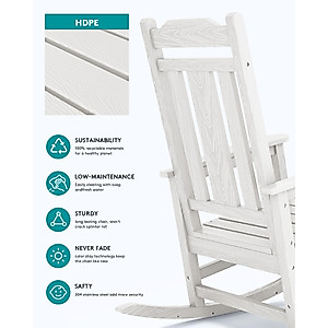 SERWALL Outdoor Rocking Chair White Set of 2