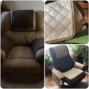 Nonslip Waterproof Armchair Cover for Recliner Leather Sofa Couch Protector - Navy Blue, 1 Seater