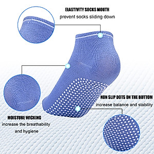 SAIJINZHI 8pairs Unisex Non Slip Grip Socks with Cushion for Pilates Yoga Socks,Socks With Grippers for Women Pilates Socks With Grips (Fabric, Multicolor)
