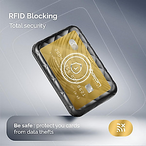 ÖGON -DESIGNS- Lady Case Aluminum Wallet - Women - RFID Blocking Card Holder - Up to 10 Cards and Banknotes - Black