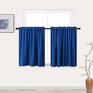 KOUFALL Loft Bed Curtains for Junior Boy Royal Blue TV Reflection Gaming Room Short Small Blackout Blinds Shades Bunk Bed Curtains for Boys Room Decor Width 34 X 30 Inch Length