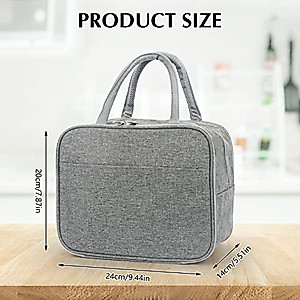 Toplive Lunch Bag, Reusable Insulated Lunch Bag, Waterproof Cooler Tote Meal Prep Lunch bag for Men & Women Work, Cute Lunch Cooler Bento Boxes Bags with Thickened aluminum Foil, Gray