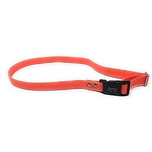 Sparky PetCo Compatible 1" Waterproof Biothane Bone Embossed Compatible with Petsafe Bark in- Underground Systems No Hole Strap Wraps Around The Receiver (NEON Orange)
