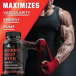 Horny Goat Weed by Breakthru Labs 1000mg Max Strength - Maca Root, Ginseng, Tongkat Ali Root, Saw Palmetto, L-Arginine - USA Made - Stamina and Energy Complex - 2-Pack 120 Count