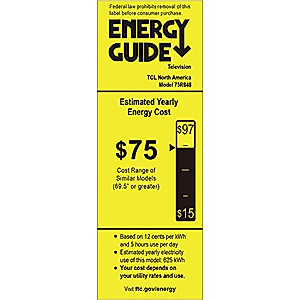 TCL 75-inch Class 6-Series 8K Mini-LED UHD QLED Dolby Vision HDR Smart Roku TV - 75R648, 2021 model