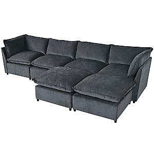 Eafurn U Shaped Modular Sectional Sofa with Reversible Chaise and Ottoman, Free Combination Symmetrical Corner Couch, Oversized Convertible Sleeper Sofa&Couch Bed for Living Room Furniture Sets